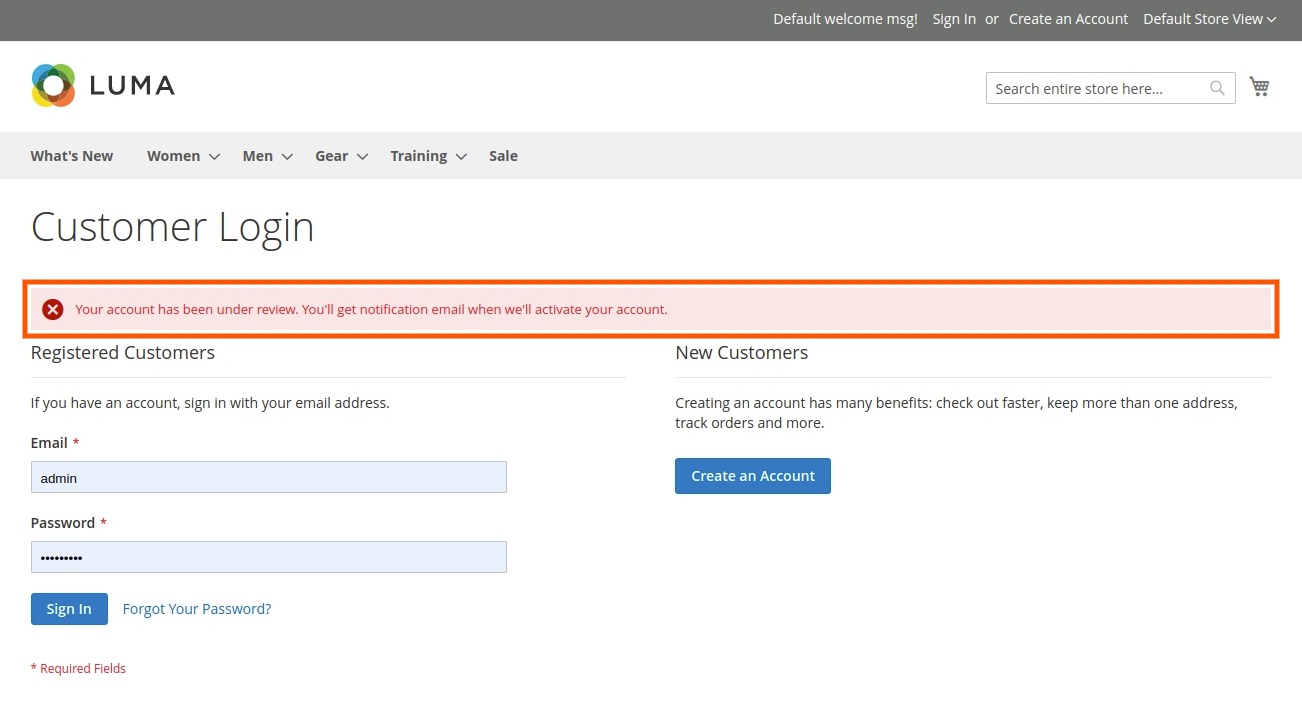 Magento 2 Customer Activation Extension