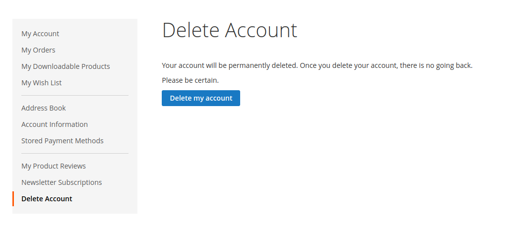 Magento 2 Delete Customer Account Extension